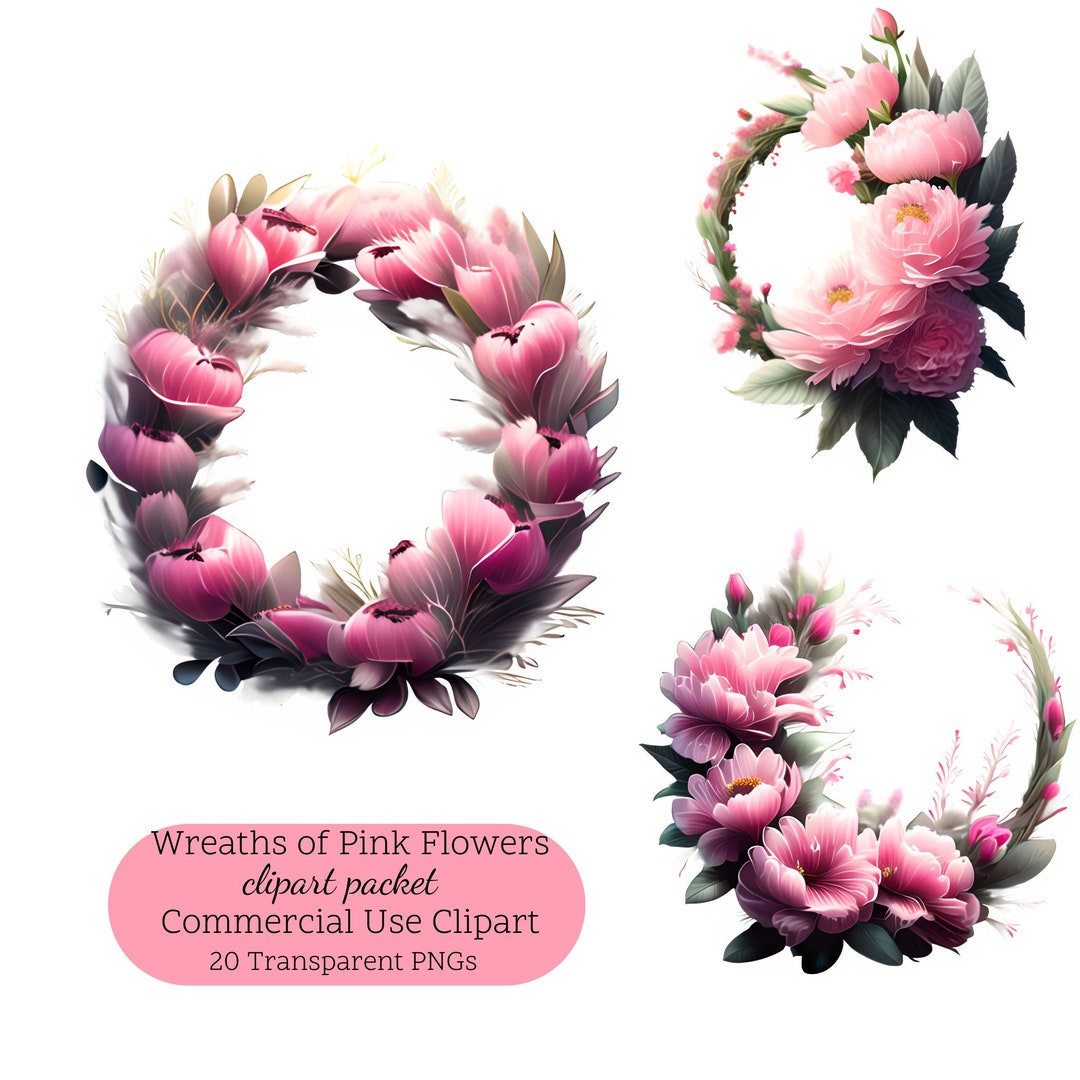 20 Wreaths of Pink Flowers | Wreaths Clipart | Wreath Graphics | Home ...