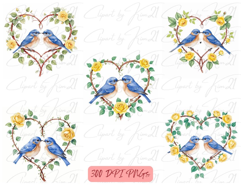 20 Love Birds Clipart Romantic Birds Graphics Love Birds and Hearts ...