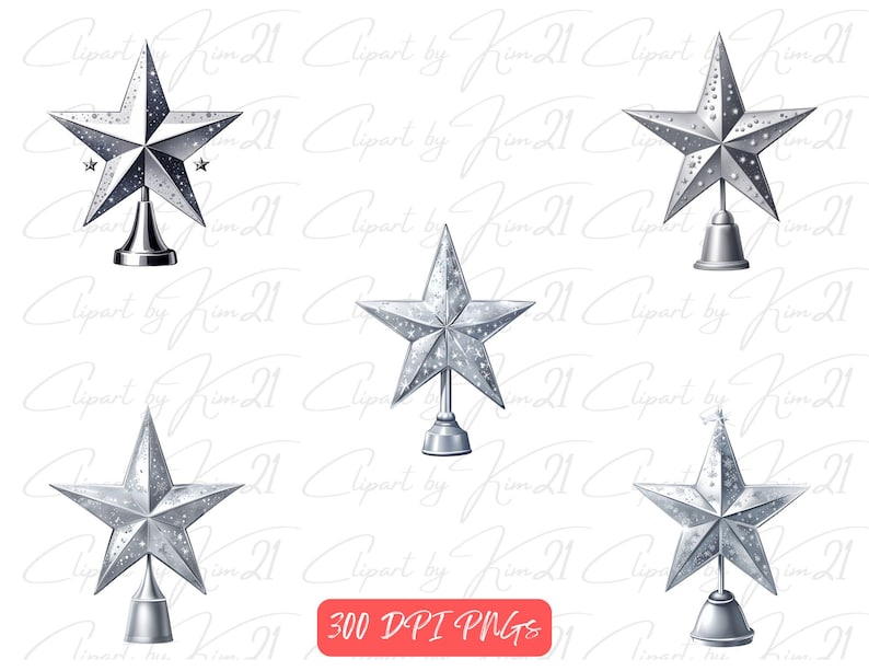 20 Silver Christmas Star/tree Topper | Holiday Graphics | Holiday Decor ...