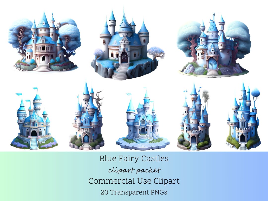 20 Blue Fairy Castle Clipart | Magical Castle Clipart | Castle PNG ...
