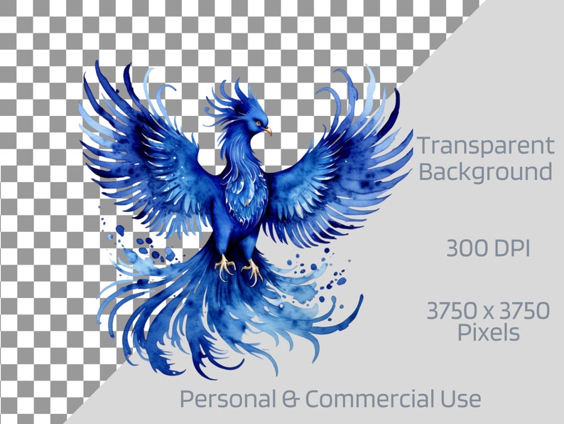 20 Blue Phoenix Clipart | Magical Phoenix Clipart | Mystical Bird ...