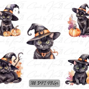 20 Halloween Black Cats | Halloween Clipart | Cute Halloween Cats ...