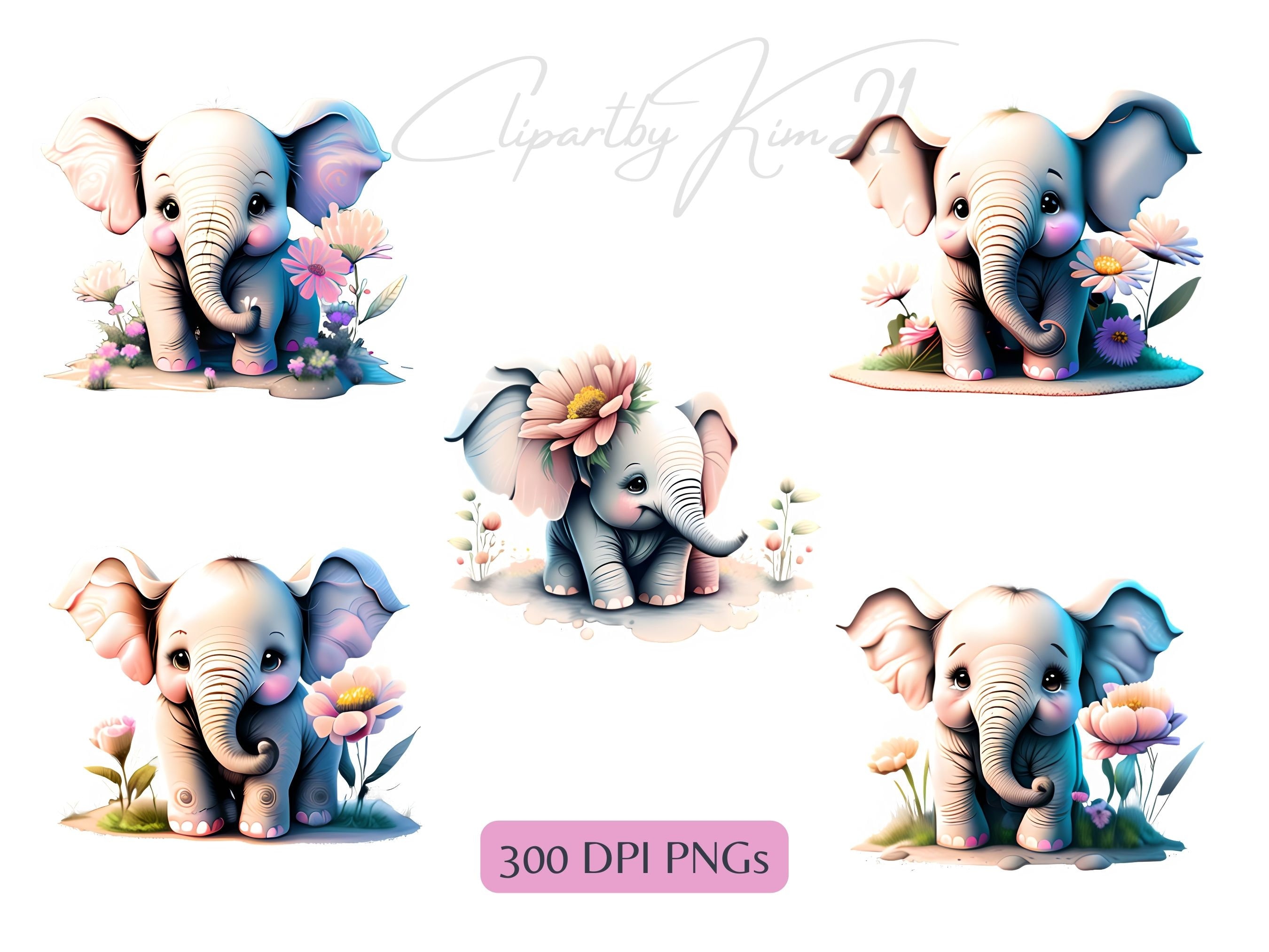 20 Cute Baby Elephant Clipart | Cute Elephant Graphics | Adorable Baby ...
