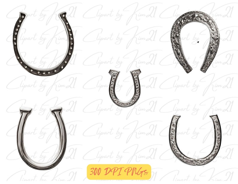 20 Silver Horseshoes | Horseshoe Clipart | St. Patricks Day Clipart ...