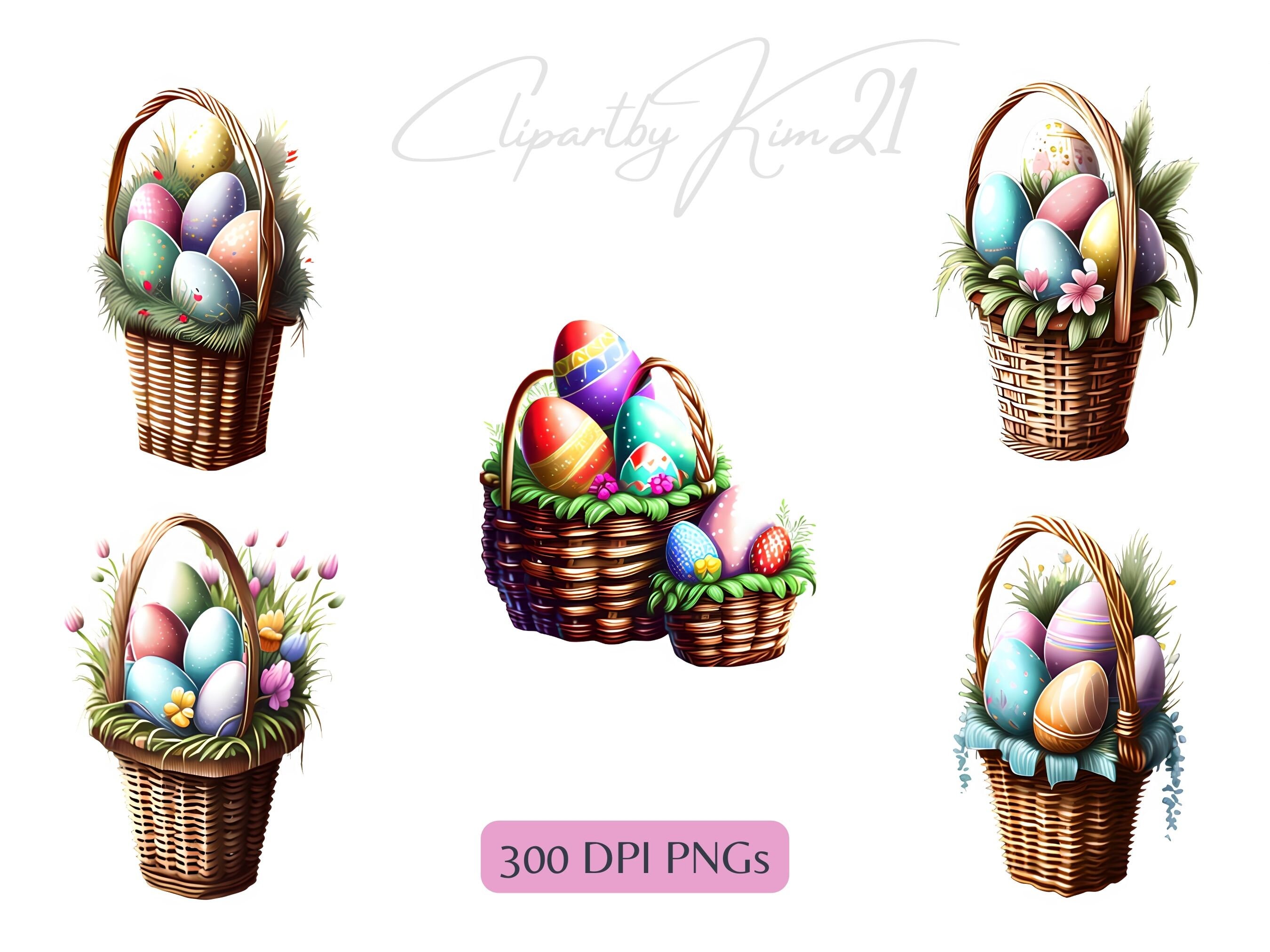 Easter Basket Clipart | 20 Cute Colorful Graphics (digital Download) - Etsy