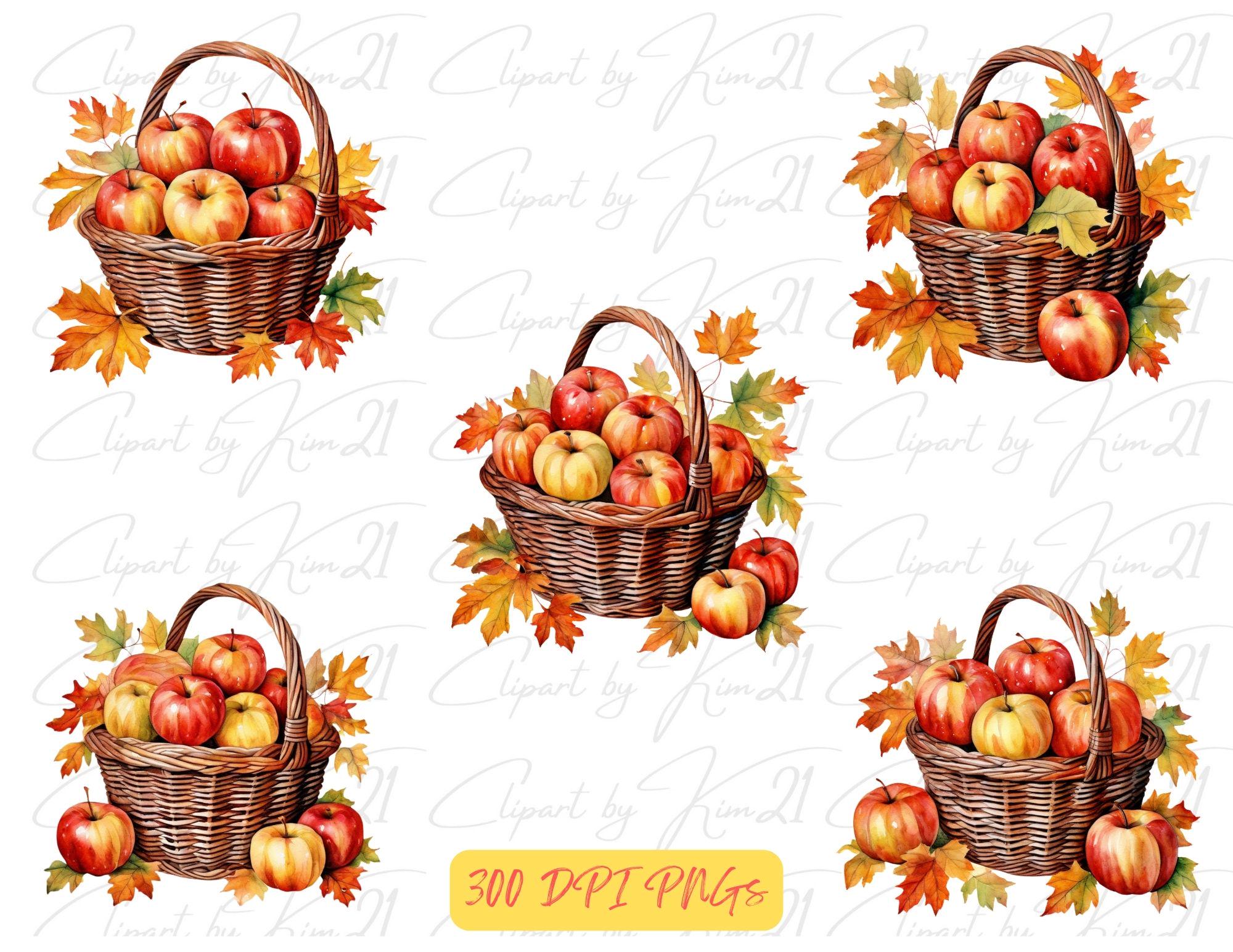 20 Baskets of Apples Autumn Clipart Fall Clipart Autumn Graphics Fall ...