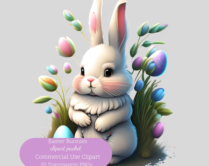 20 Easter Bunnies Clipart Easter Clipart Easter Bunnies Graphics Cute ...