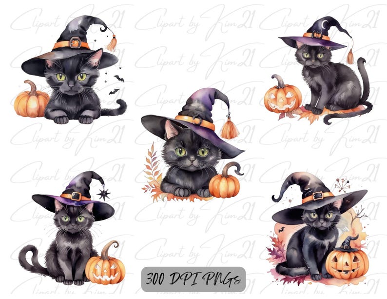 20 Halloween Black Cats | Halloween Clipart | Cute Halloween Cats ...