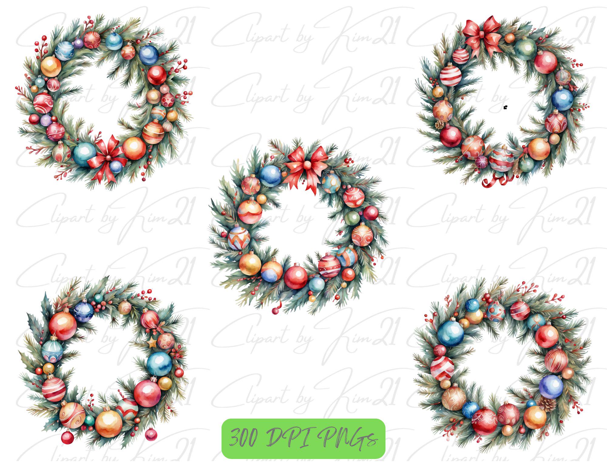 20 Christmas Wreaths | Christmas Clipart | Holiday Graphics | Christmas ...