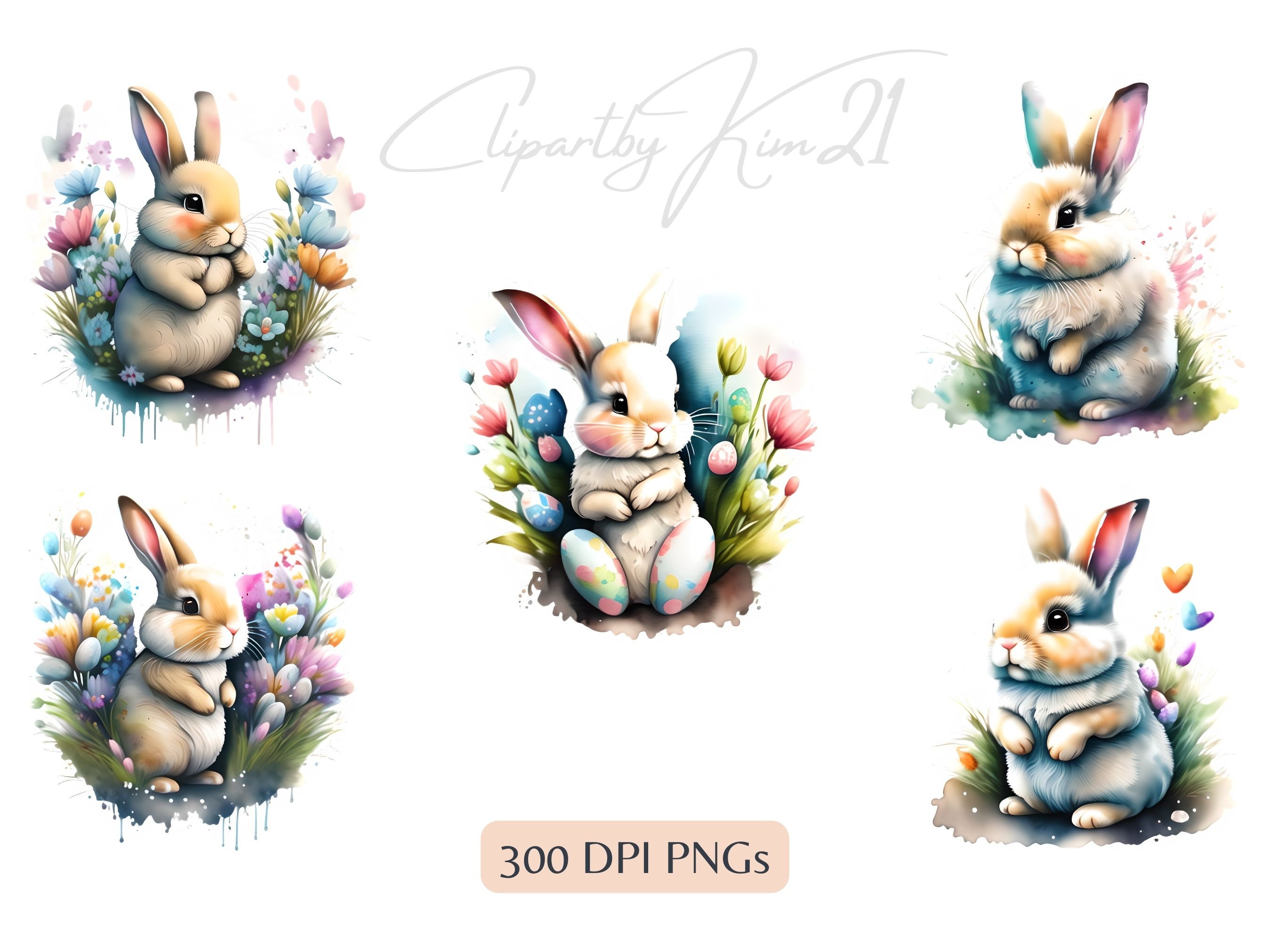 20 Watercolor Easter Bunnies Clipart | Easter Clipart | Watercolor ...
