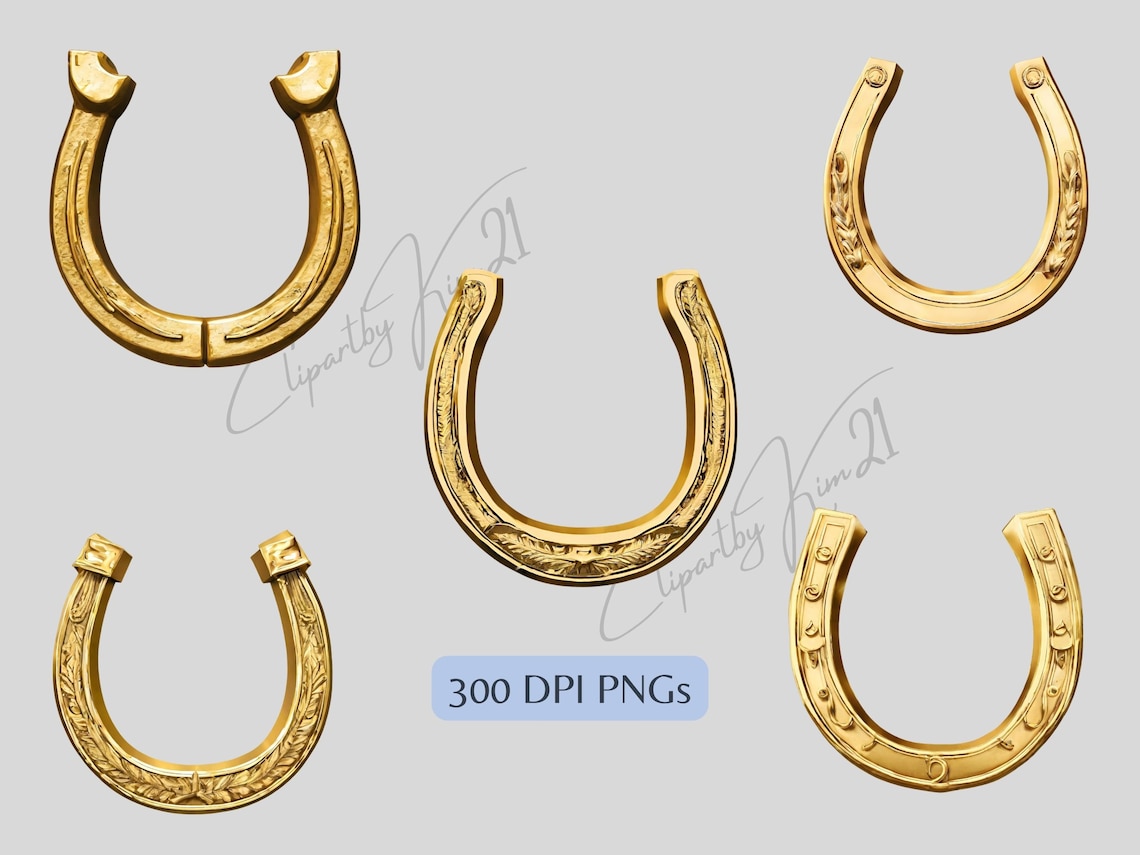 20 Golden Horseshoes | Horseshoe Clipart | St. Patricks Day Clipart ...