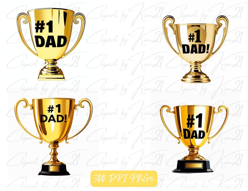 20 #1 Dad Trophy PNG | Happy Father's Day Graphics | #1 Dad Gold Trophy ...