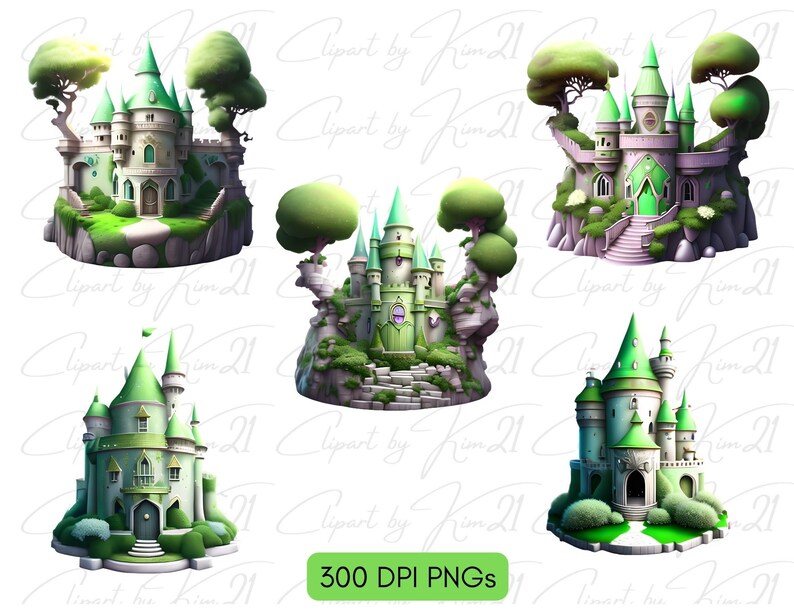 20 Green Fairy Castle Clipart | Magical Castle Clipart | Castle PNG ...