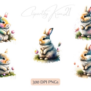 20 Watercolor Easter Bunnies Clipart | Easter Clipart | Watercolor ...