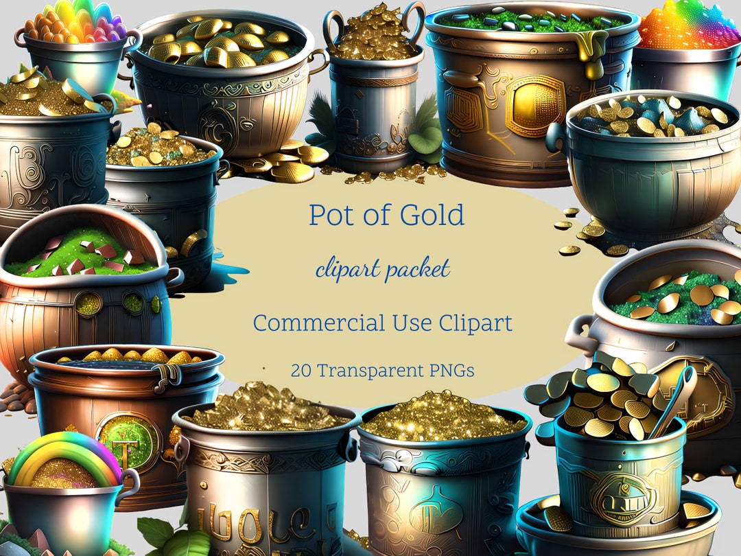 20 Pot of Gold Clipart | St. Patricks Day Clipart | Pot of Gold PNG ...