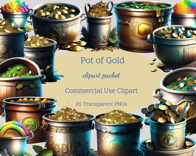 Pot of Gold Clipart, Pot of Gold PNG, Pot of Gold, St Patricks Day ...