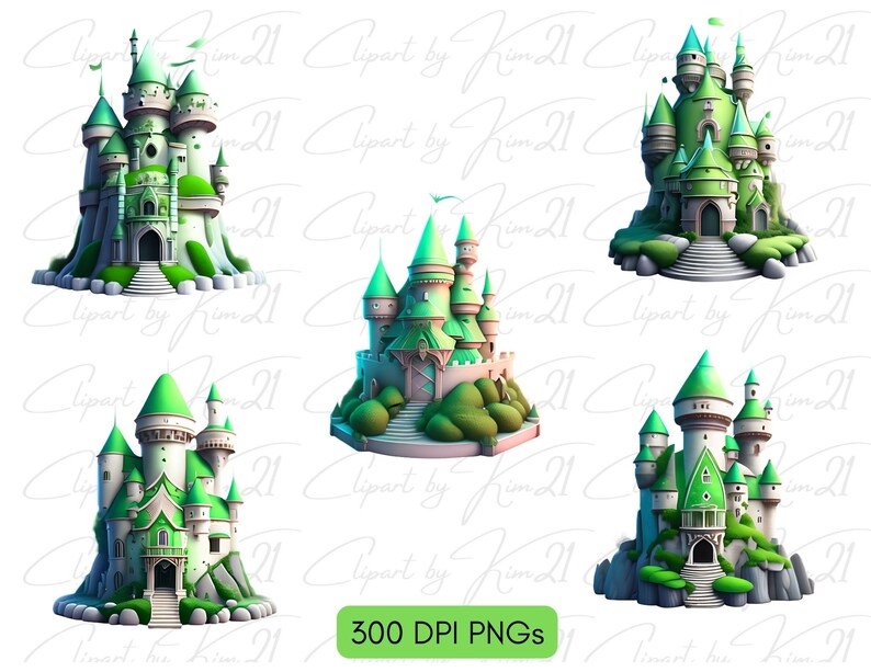 20 Green Fairy Castle Clipart | Magical Castle Clipart | Castle PNG ...
