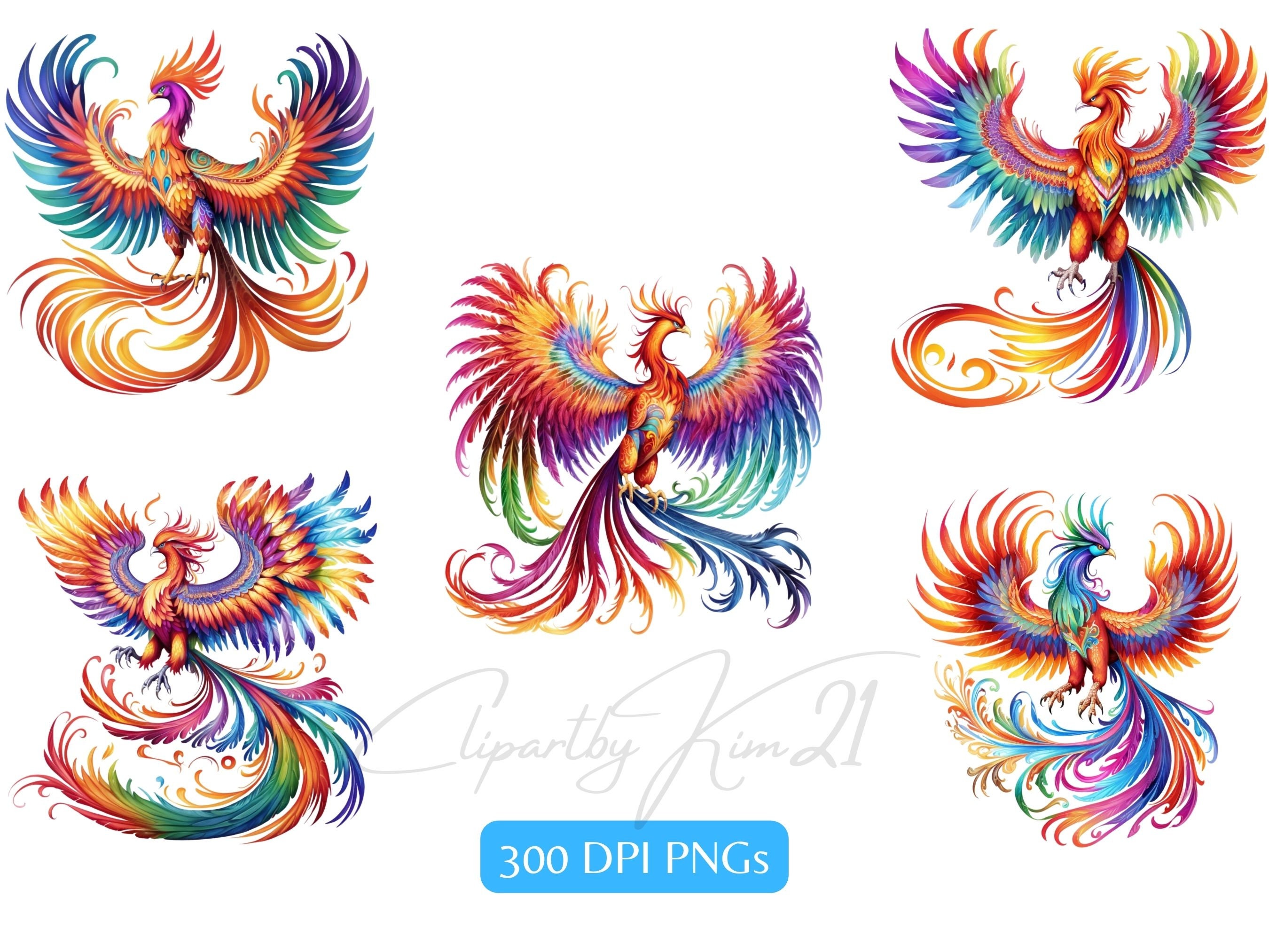 20 Multicolor Phoenix Clipart | Magical Phoenix Clipart | Mystical Bird ...