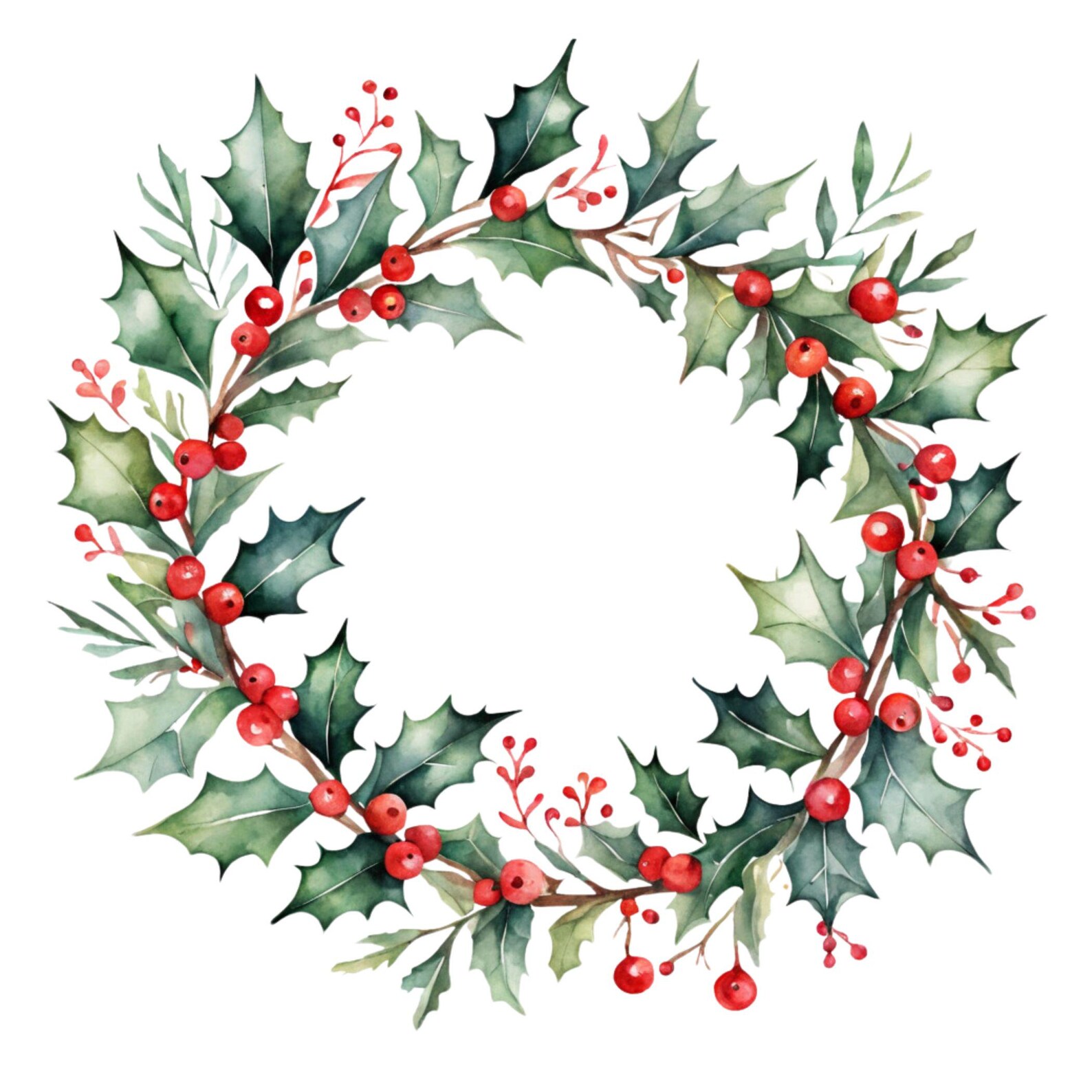 20 Christmas Holly Wreaths | Christmas Clipart | Holiday Graphics ...