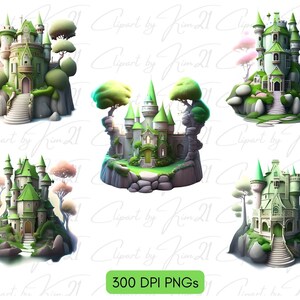 20 Green Fairy Castle Clipart | Magical Castle Clipart | Castle PNG ...