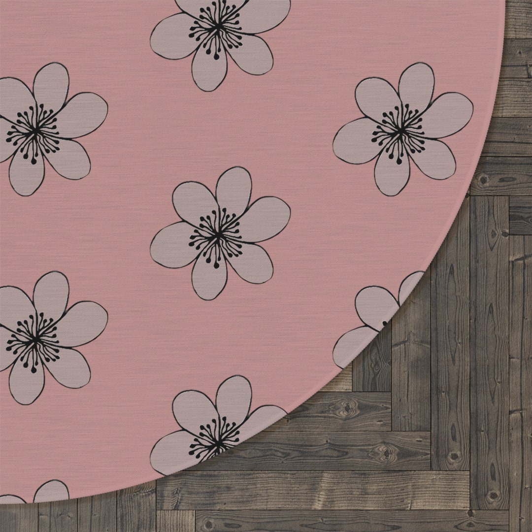 Coquette Whimsical Floral Pattern Retro Round Rug 5x5 - Etsy