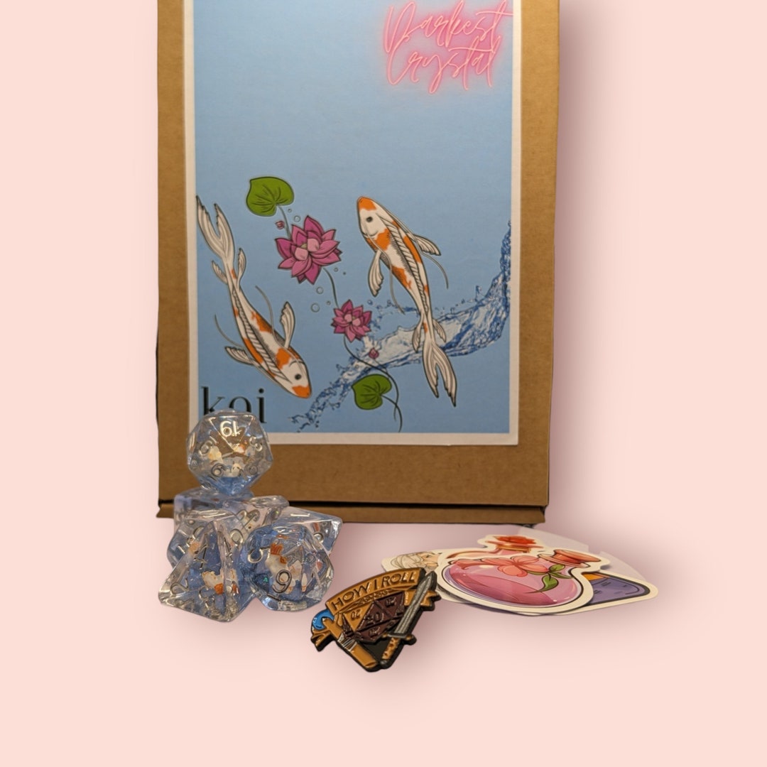 Koi Fish Filled Tabletop Roleplay Gaming Polyhedral Dice Gift Set With ...