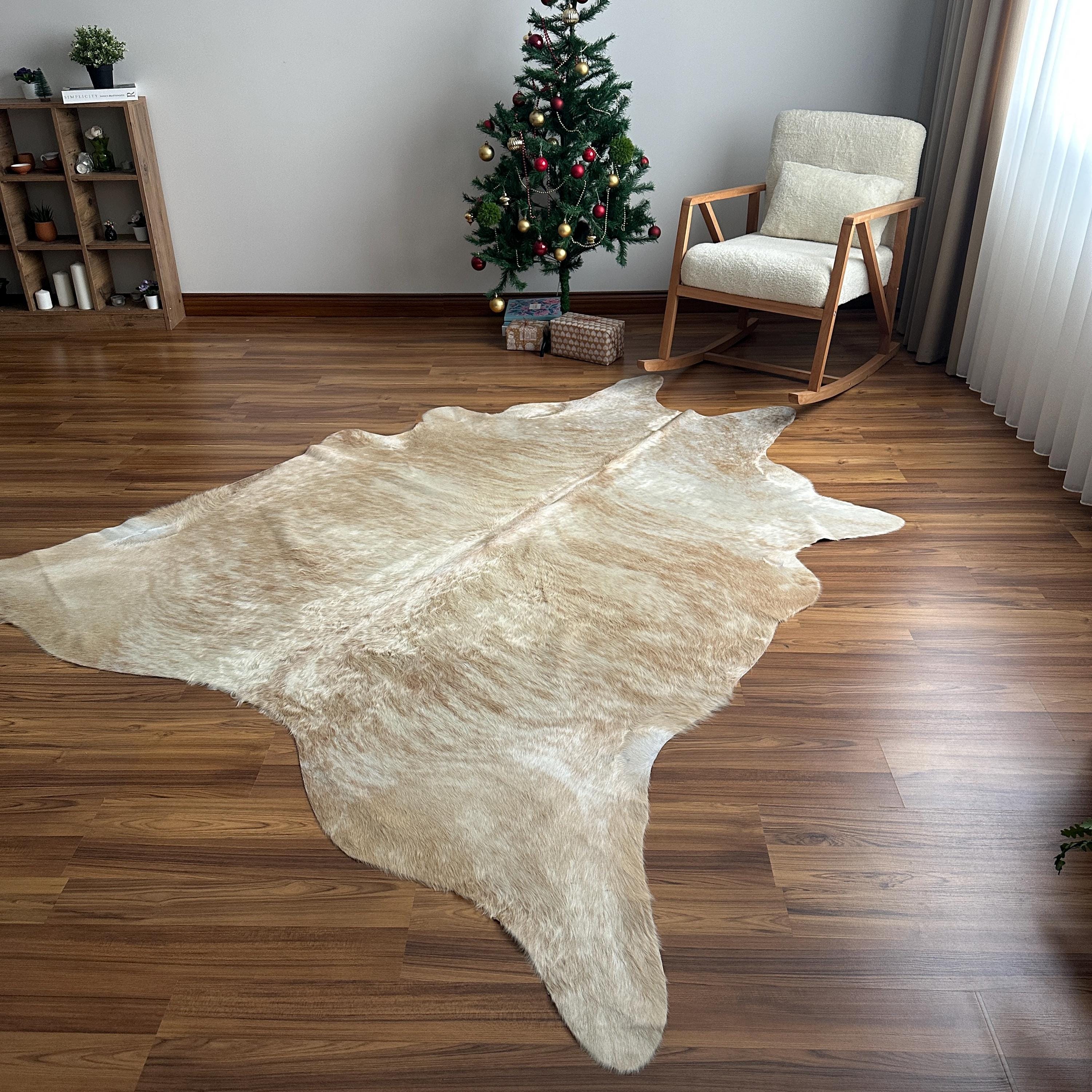 Cream Cowhide Rug: Genuine Leather, Soft & Durable - 230x240 Cm 7.5x7.8 ...