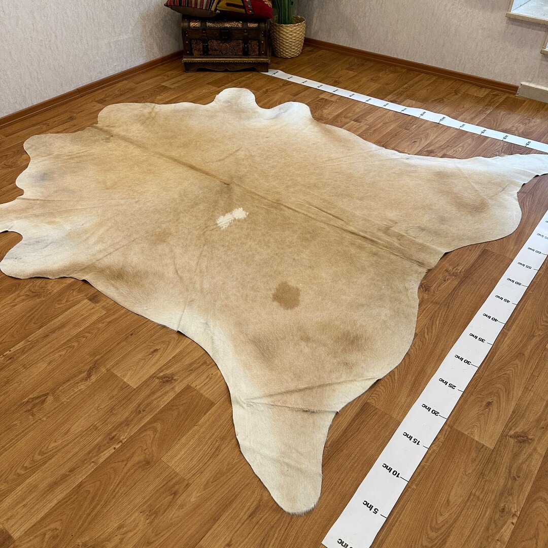 Huge Beige Cowhide Rug Brazilian Cowhide Rug Real Leather Rug Large ...