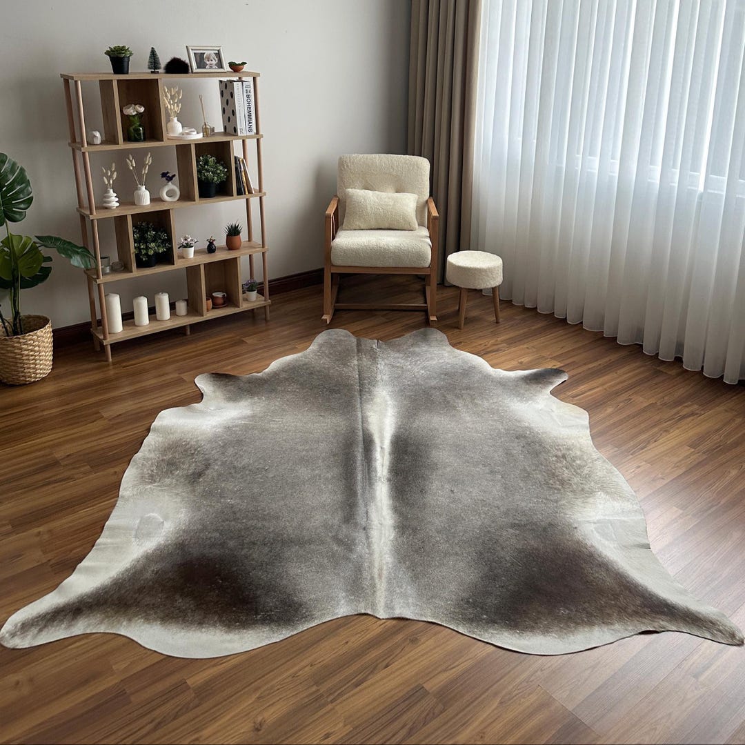 Gray Brazilian Cowhide Rug: Large Hair-on-hide Western Decor (6.5x7.3 ...