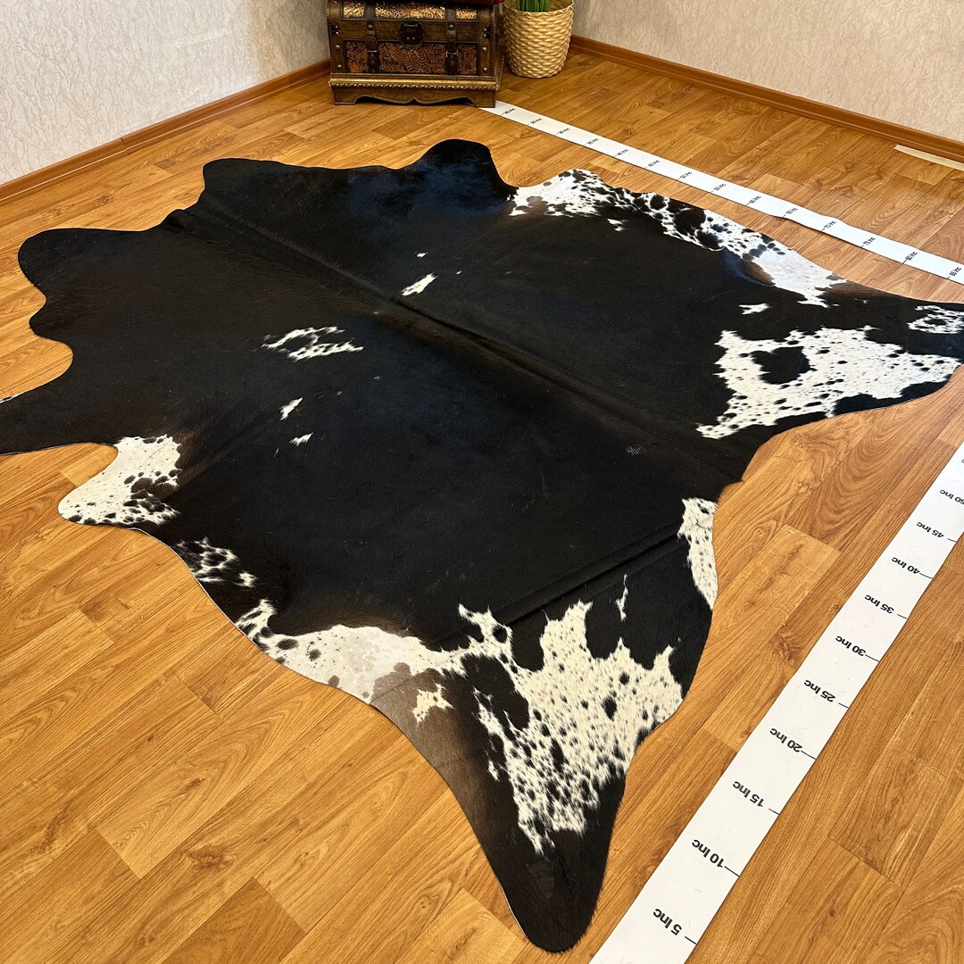 Spotted Cowhide Rug Black and White Cowhide Rug 6'10 X 8'2 Hair on Hide ...