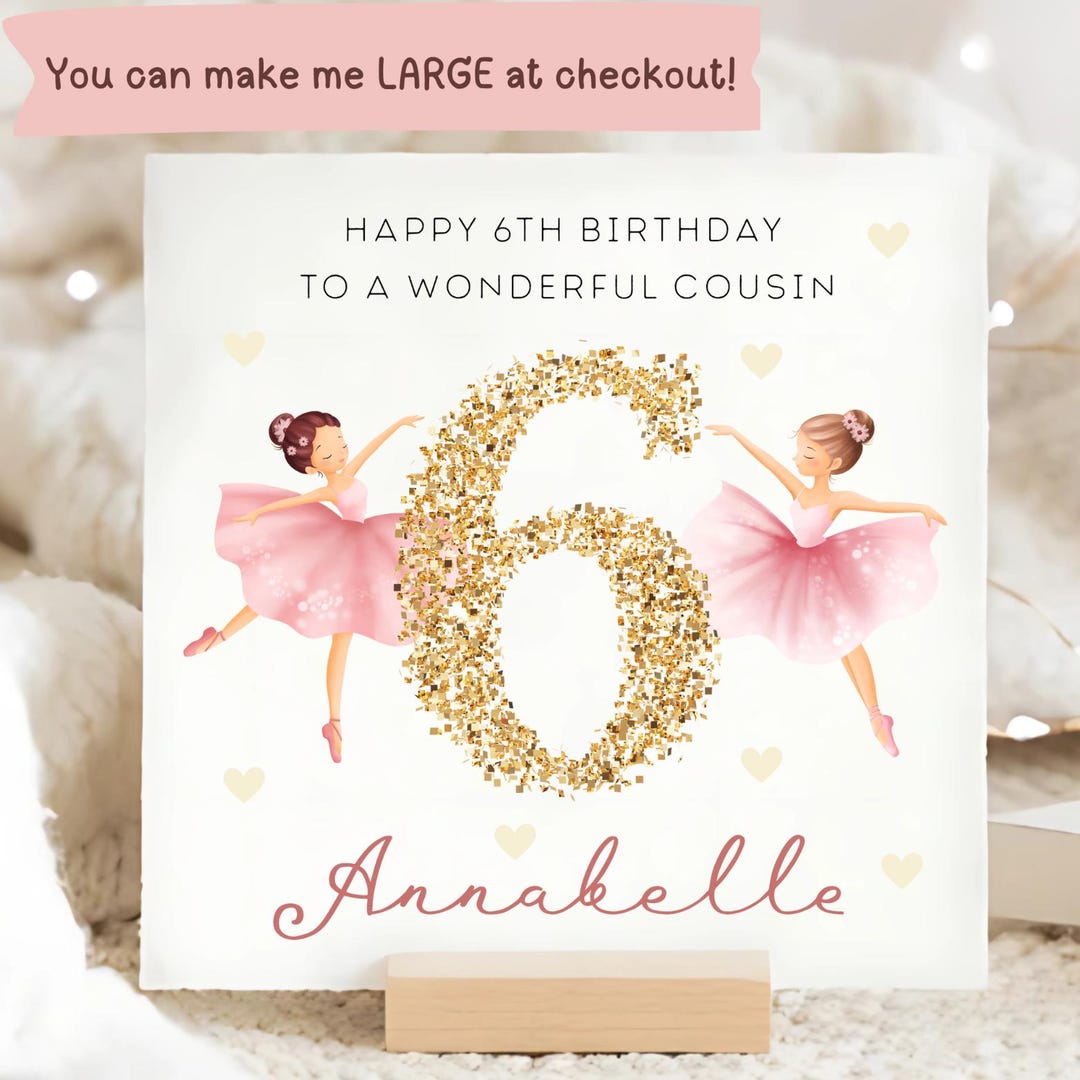 Cousin 6th Birthday Personalised Ballerina Card, Cousin Child Sixth ...