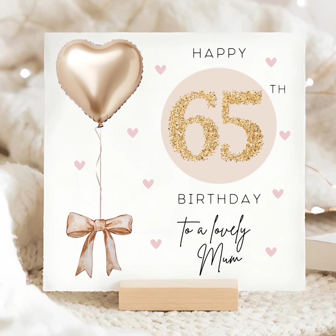 Mum 65th Gold & Beige Birthday Card, Personalised Mummy 65th Card, Mum ...