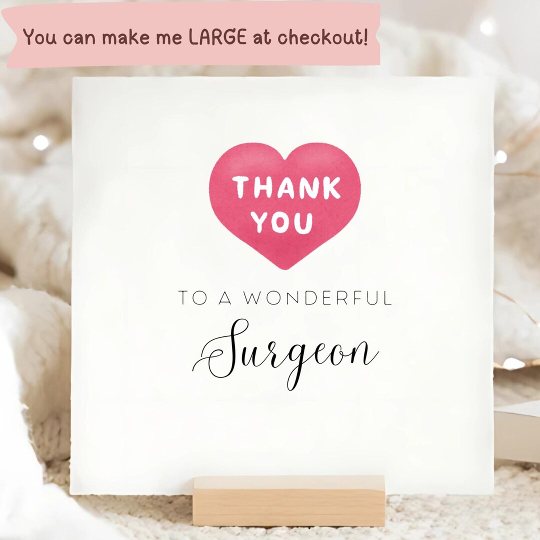 Thank You to a Wonderful Surgeon Card, NHS Appreciation Card, Gratitude ...