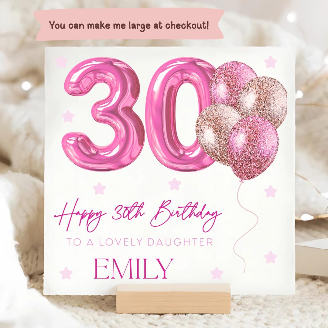 Daughter 30th Magenta Pink Balloon Card, Personalised Daughter ...