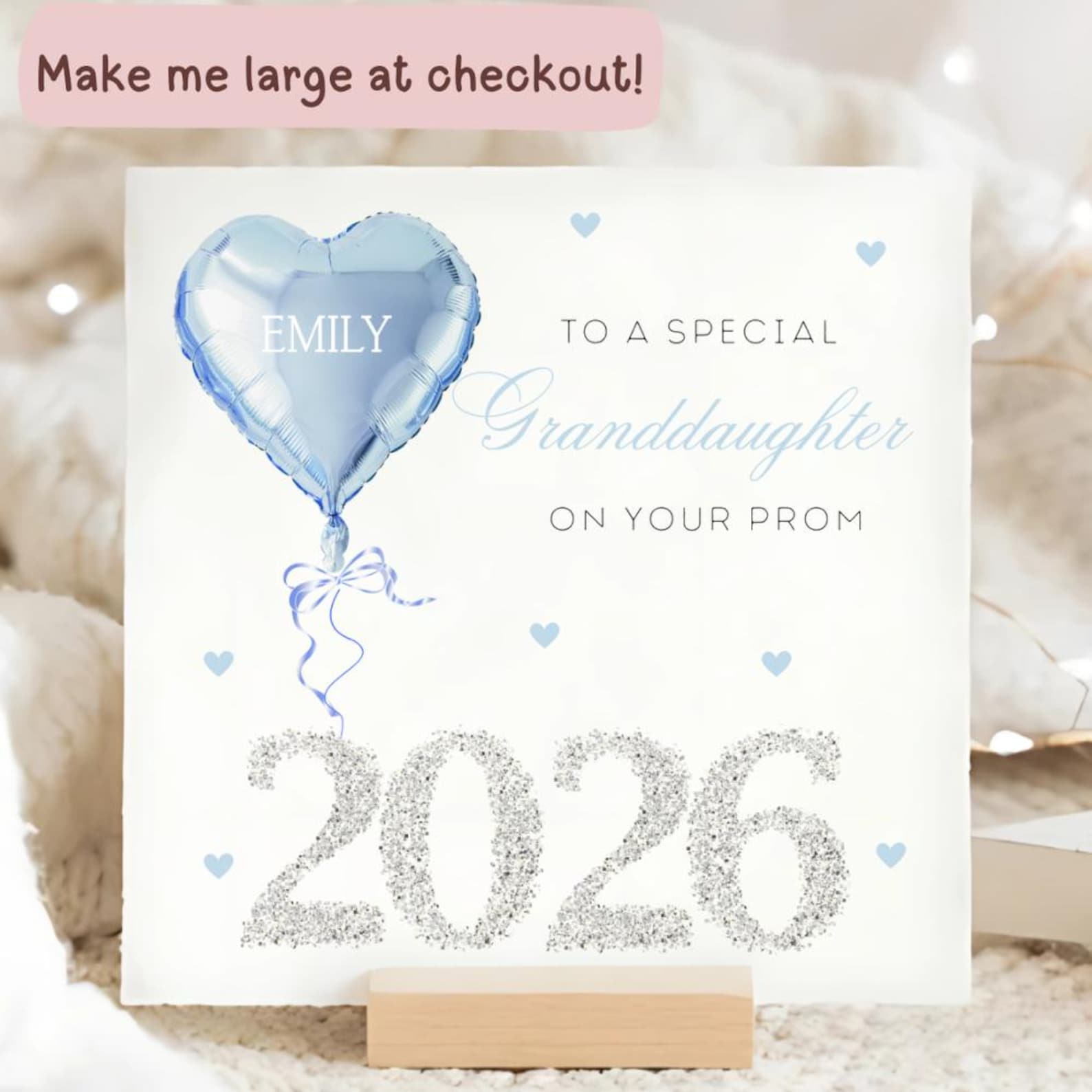 Granddaughter Prom 2026 Blue Silver Balloon Card, Personalised ...