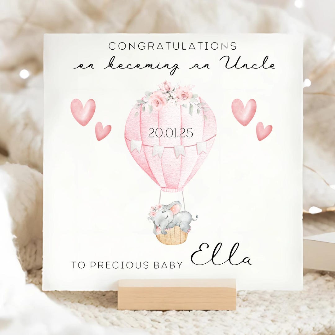 Congrats on Becoming an Uncle Card, to A Baby Girl Card, Personalised ...