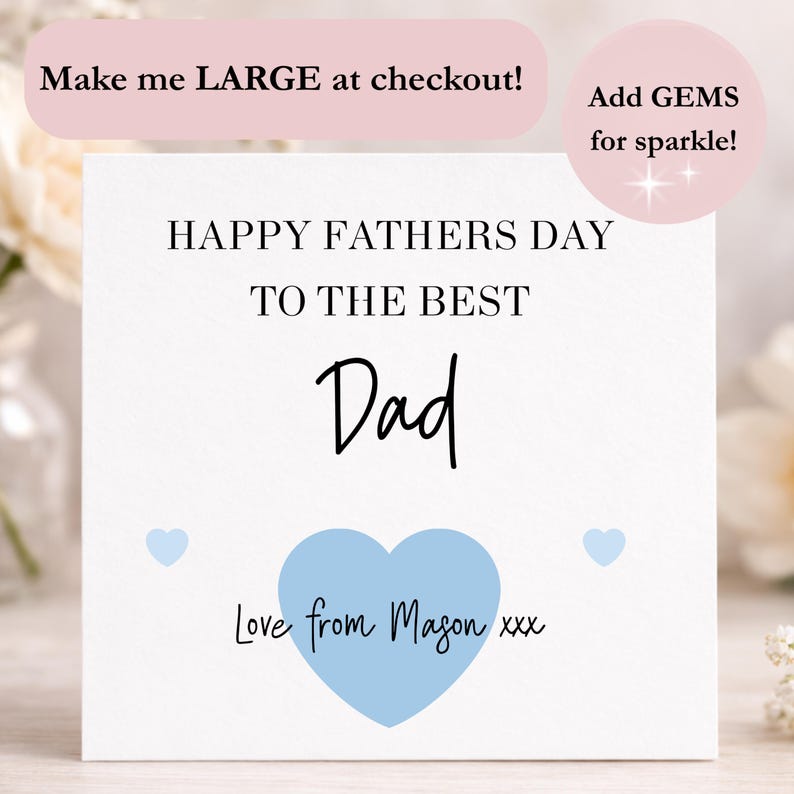 Best Dad Fathers Day Card - Blue Heart Dad Fathers Day Gift ...