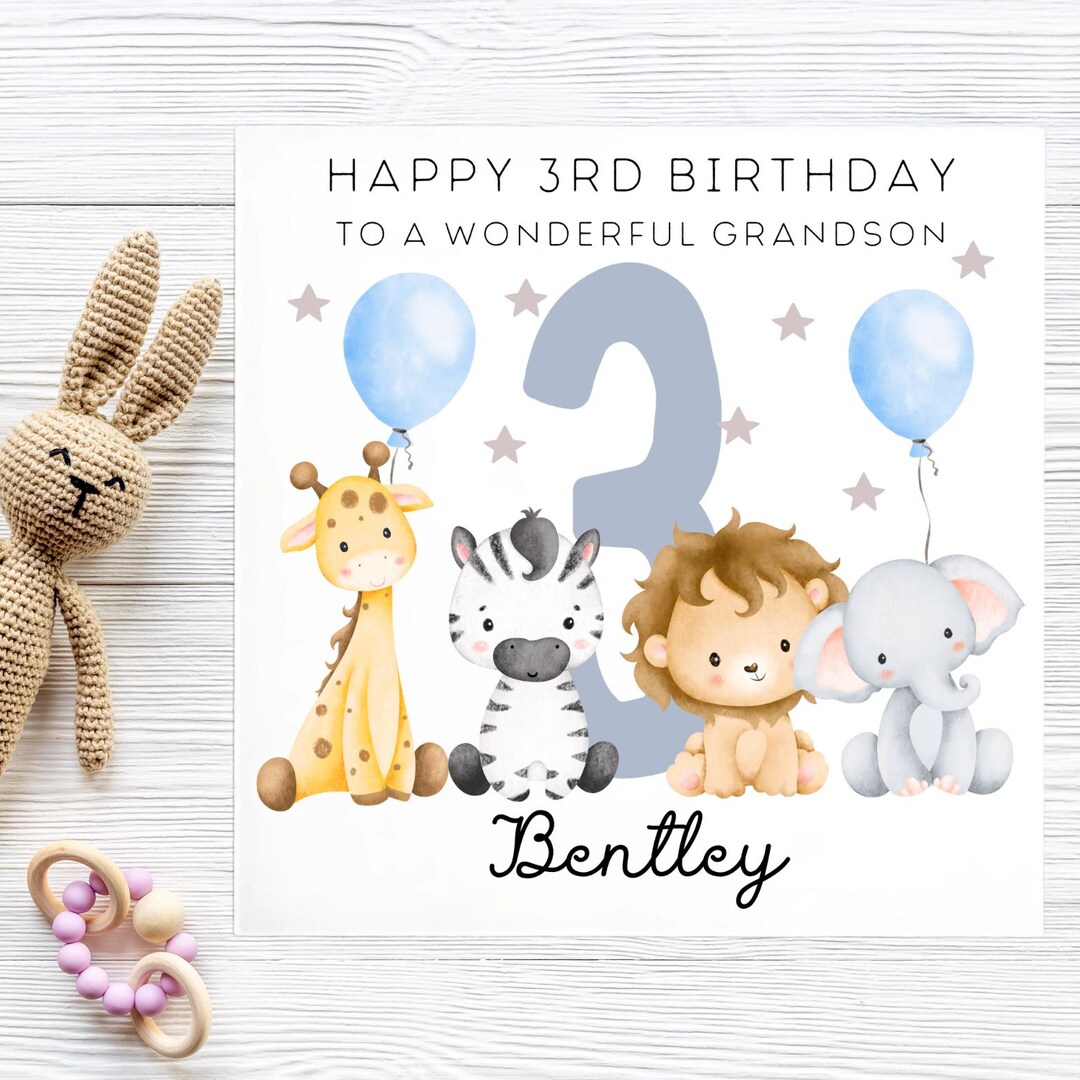 Grandson 3rd Birthday Personalised Card Grandson Third Birthday grandson-3rd-birthday-personalised-card-grandson-third-birthday