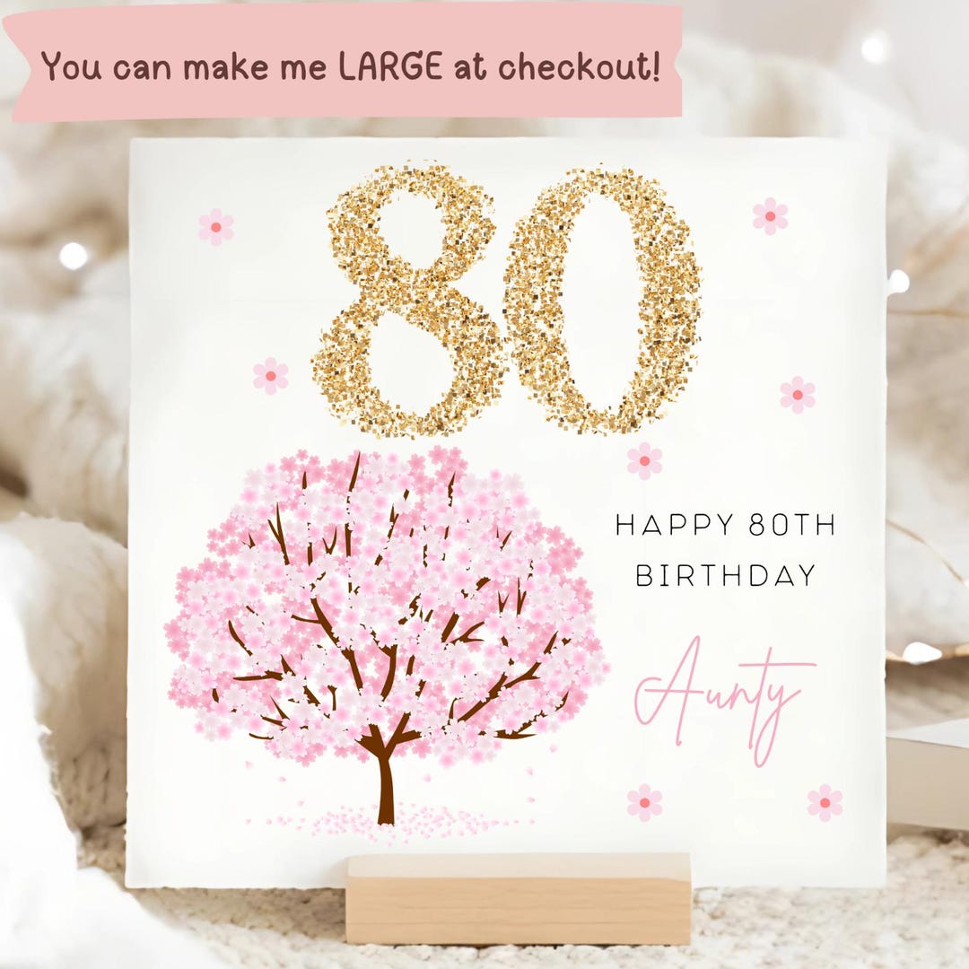 80th Birthday Gifts For Women Large 80Th Birthday Card With Envelope ...