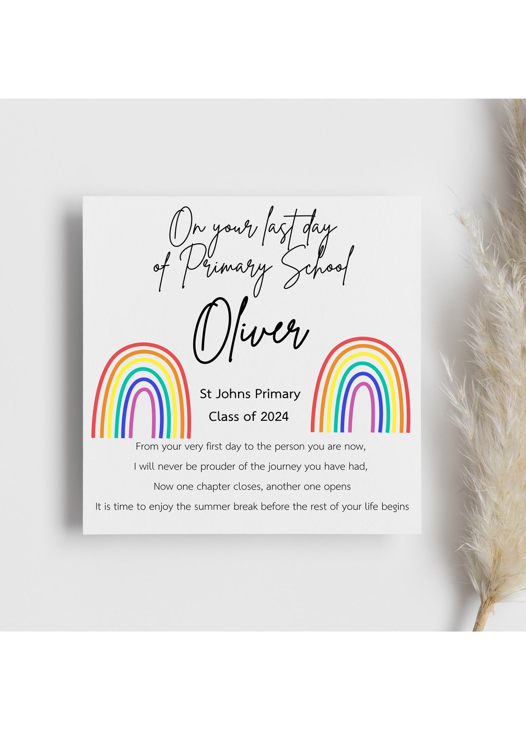 Personalised Last Day of Primary School Card, Leavers Card, Year 6, for ...