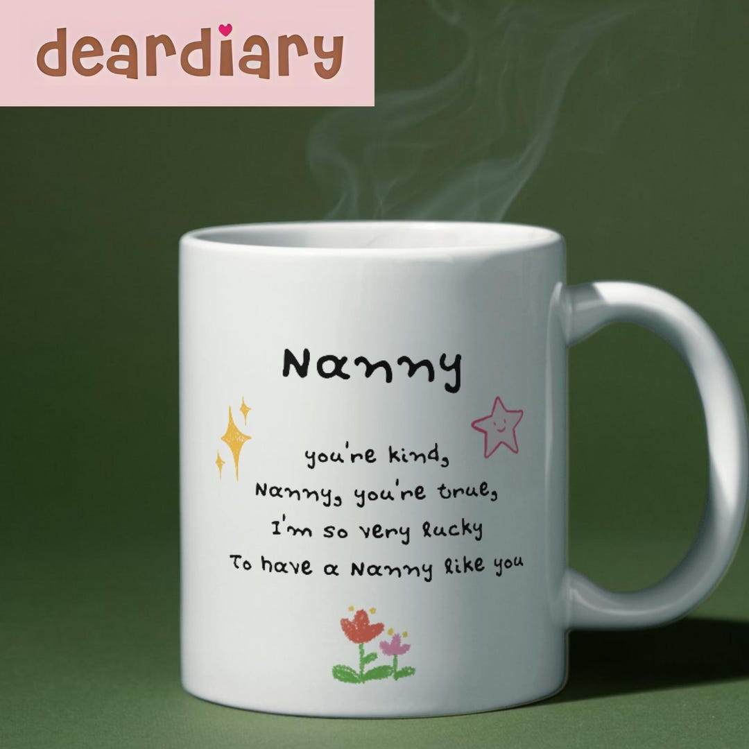 Nanny Appreciation Mug, Nanny Child Like Writing Mug, Nanny Birthday ...