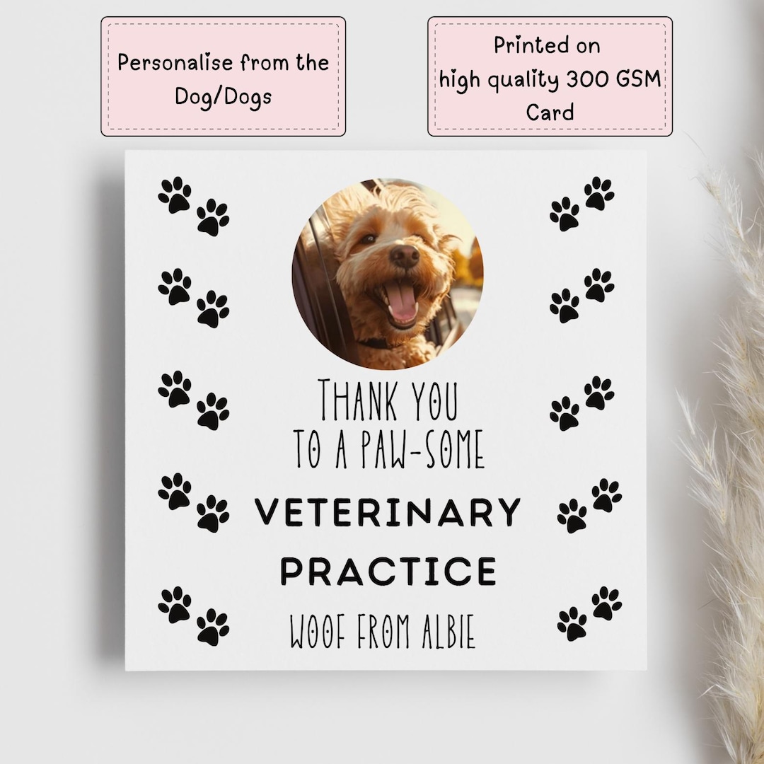 Veterinary Practice Thank You Photo Custom Card, Personalised From the ...