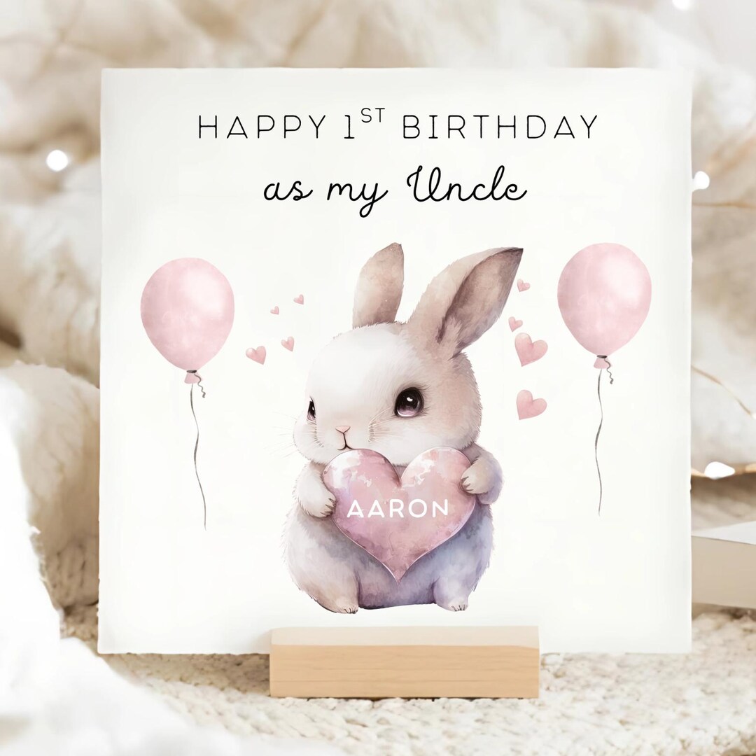 First Birthday as My Uncle Card, Personalised Uncle Birthday Card, 1st ...