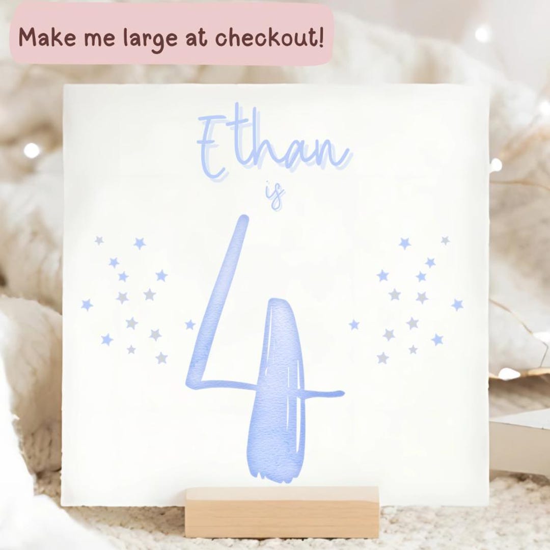 Personalised 4th Birthday Card, Big Number Four Birthday Card, Little ...