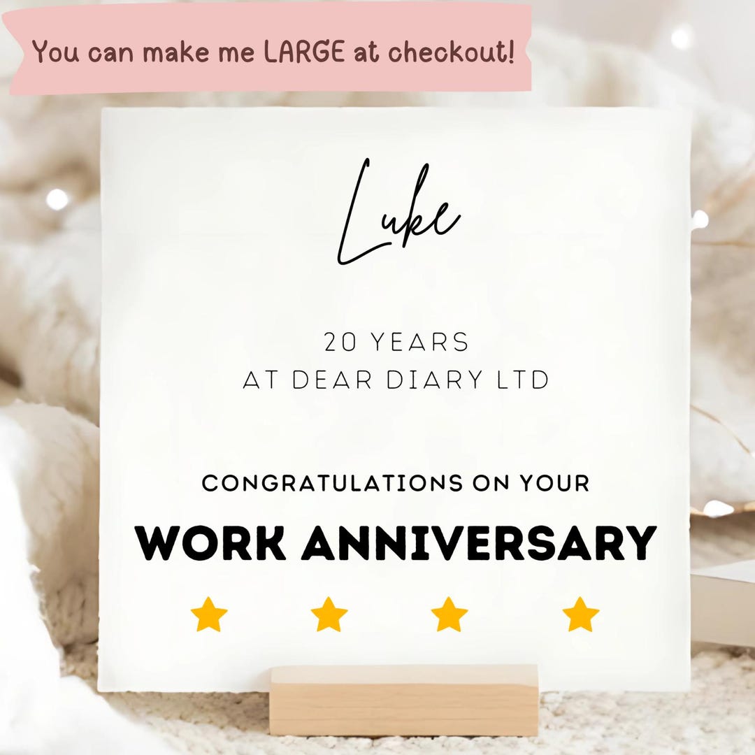 Personalised Work Anniversary Congratulations Card, Years of Service ...