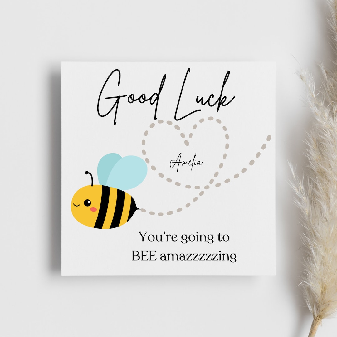 Personalised Good Luck You'll Bee Amazing Card, Funny Card, Sweet, Bee ...