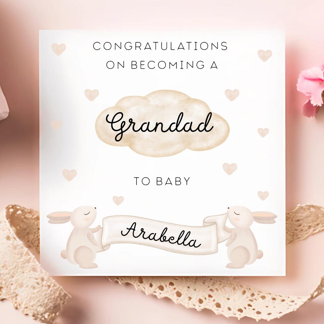 Congrats on Becoming A Grandad Card, New Baby Card, Personalised New ...