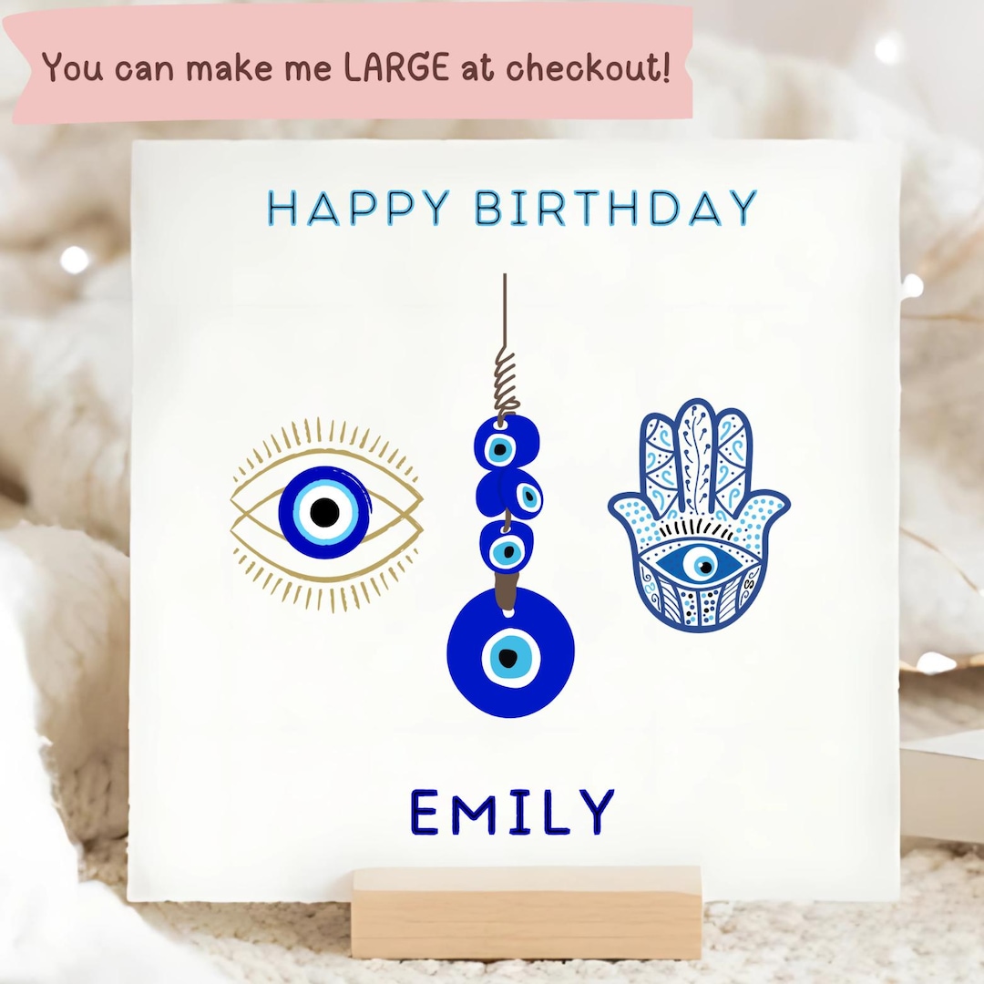 Evil Eye Birthday Card Personalised, Greek Mythology, Spiritual Card ...