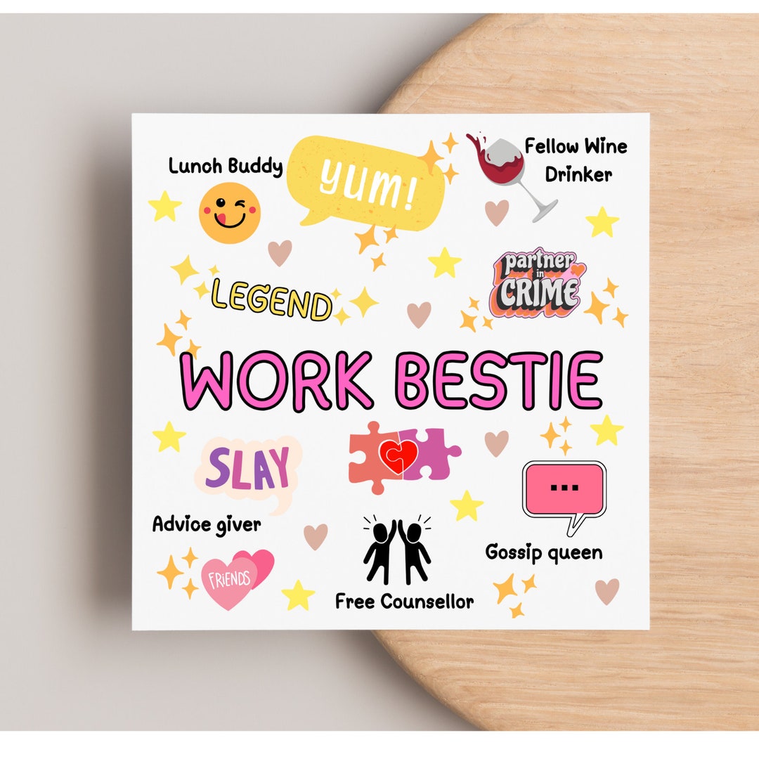 Work Bestie Colleague Card, Funny Humour Card, Gift for Friend ...