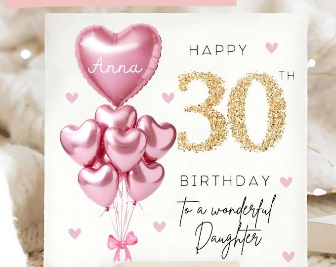 Personalised 30th Birthday Card, Birth Year Card, Daughter 30th ...
